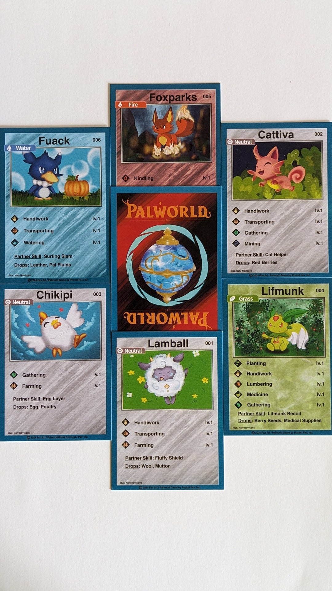 Palworld Trading Cards, Fan Art 6-pack - Etsy