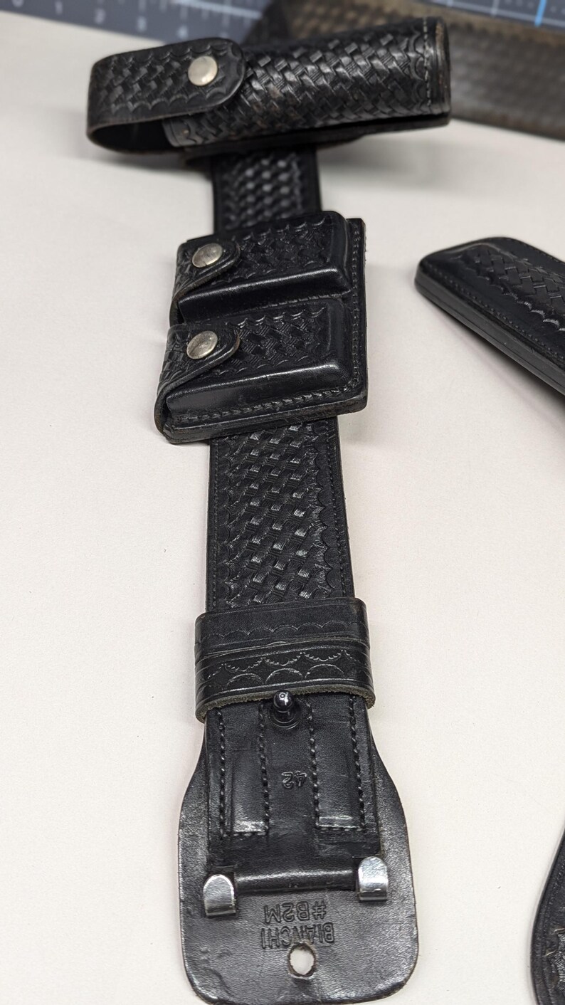 Vintage Bianchi Police/security Leather Duty Belt With Accessories ...