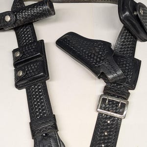 Vintage Bianchi Police/security Leather Duty Belt With Accessories ...