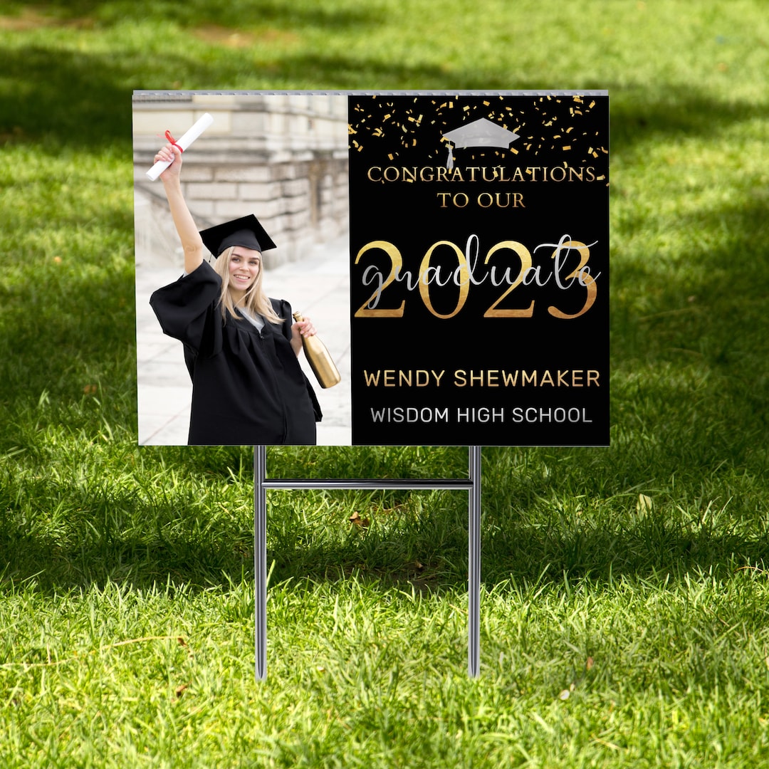 2023 Graduation Photo Yard Sign / Personalized Congrats Grad High ...