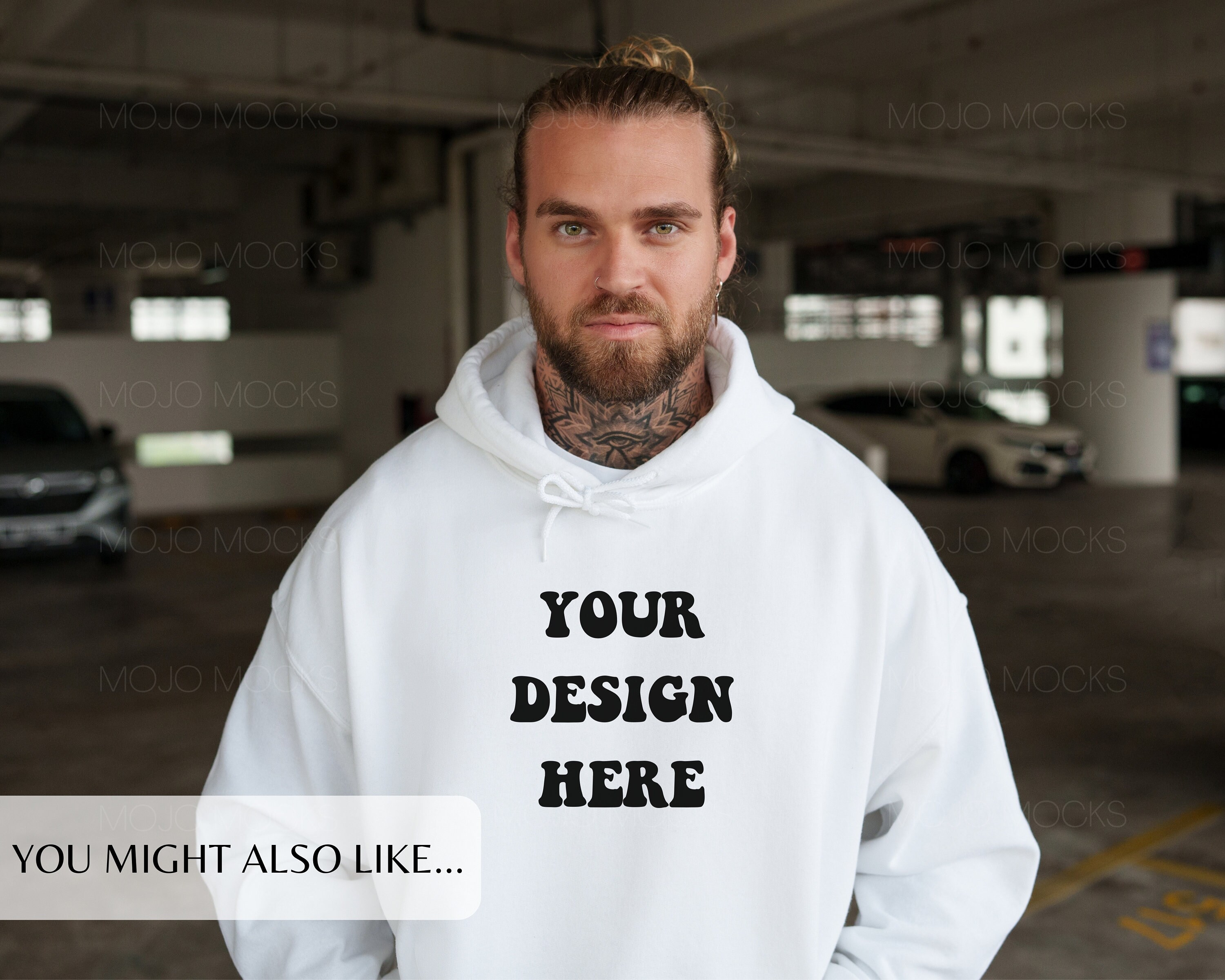 Gildan 18500 White Mens Hoodie Mockup Male Model Mockup Etsy