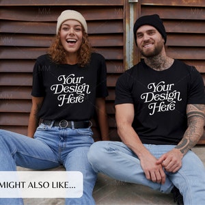 Couple Tshirt Mockup | Bella Canvas 3001 Black T-shirt Mockup | Couple ...