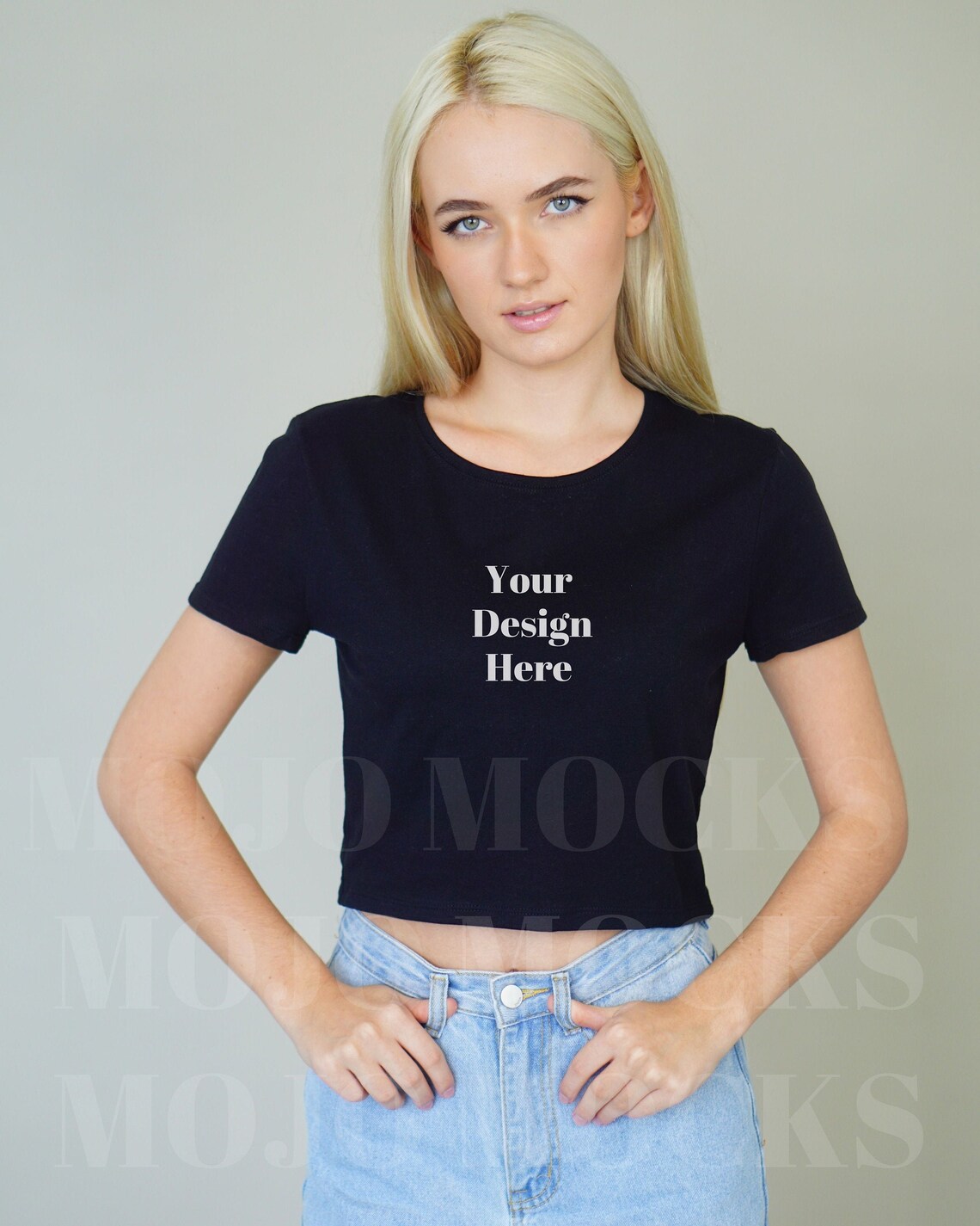 Bella Canvas 6681 Black Crop Top Mock up Shirt Mockup Model | Etsy