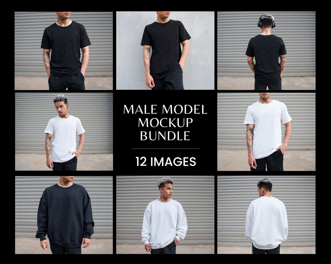 Male Model Mockup Bundle Tshirt Mockup Bundle Bella Canvas Mockup ...