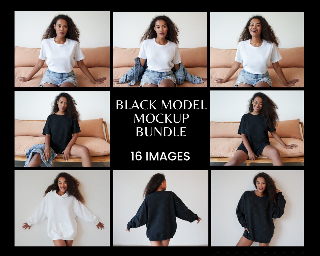 Black Model Mockup Bundle | Bella Canvas 3001 Mock up Bundle | African ...