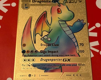 Gold Dragonite Card - Etsy