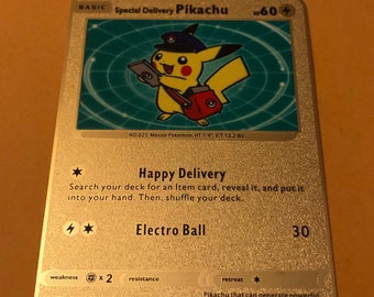 Gold Pikachu Card - Etsy