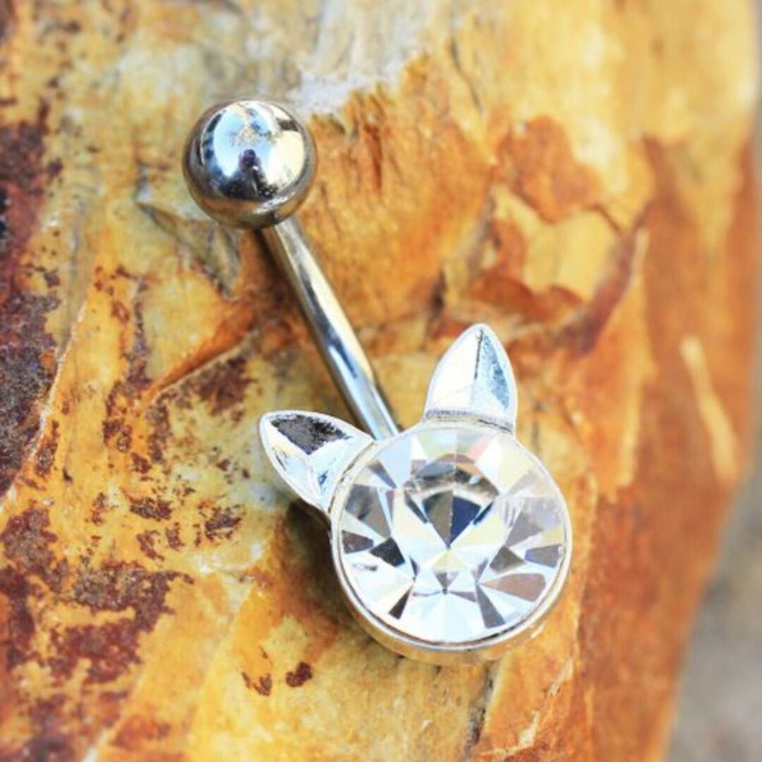 Crystal Cat Navel Ring - Etsy