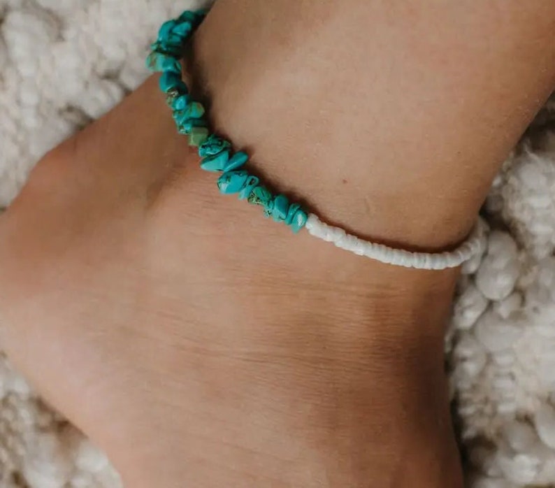Santai Natural Stone Anklet Ankle Bracelet turquoise - Etsy