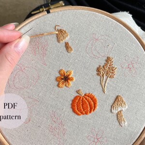 Fall Embroidery Pattern Pdf Digital Pattern, Autumn Pumpkin Needlepoint ...