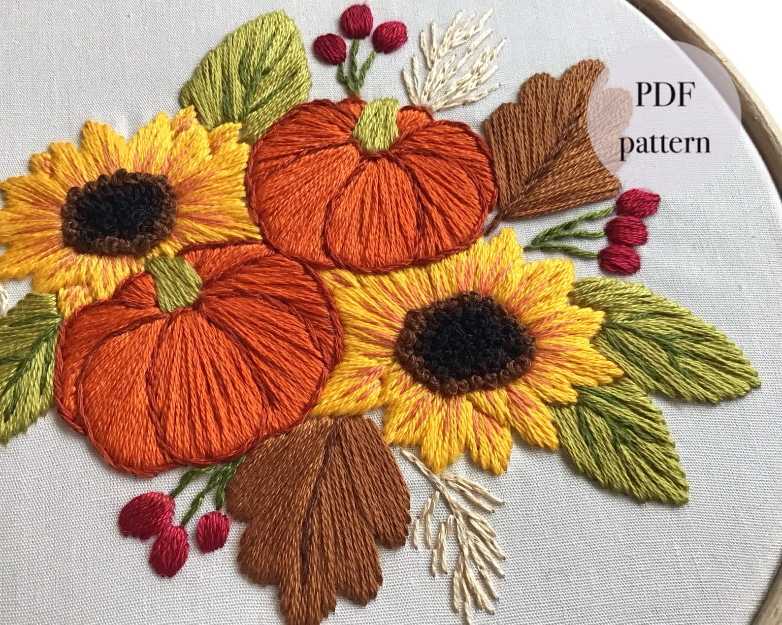 Fall Pumpkin Needlecraft Pattern, Thanksgiving Embroidery Pattern ...