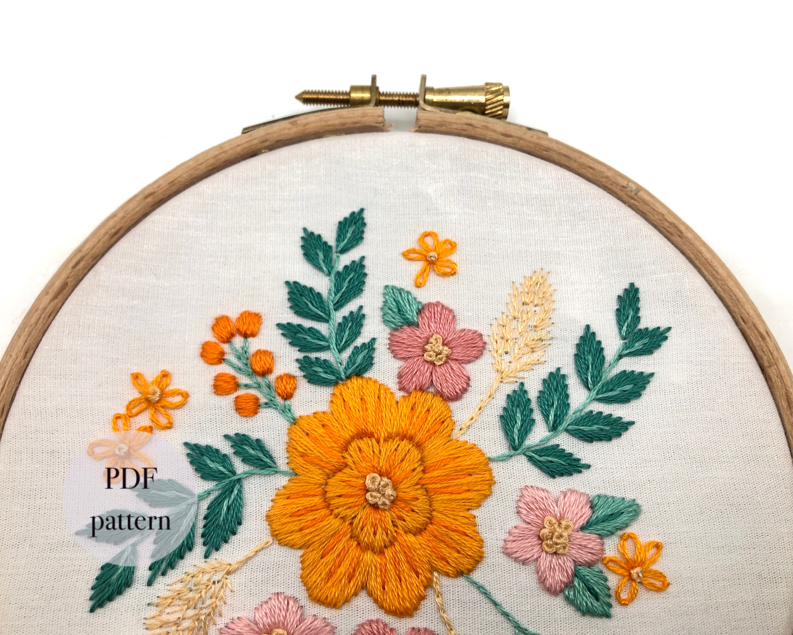 Bright Summer Flowers Embroidery Pattern Marigolds Summer - Etsy
