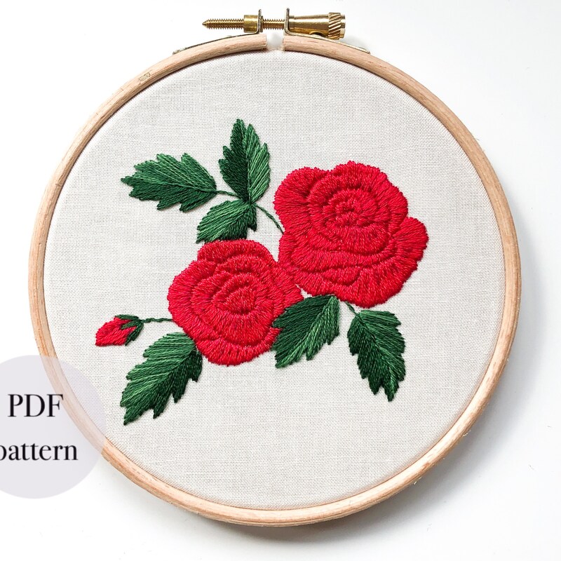 Rose Embroidery Pattern - Etsy