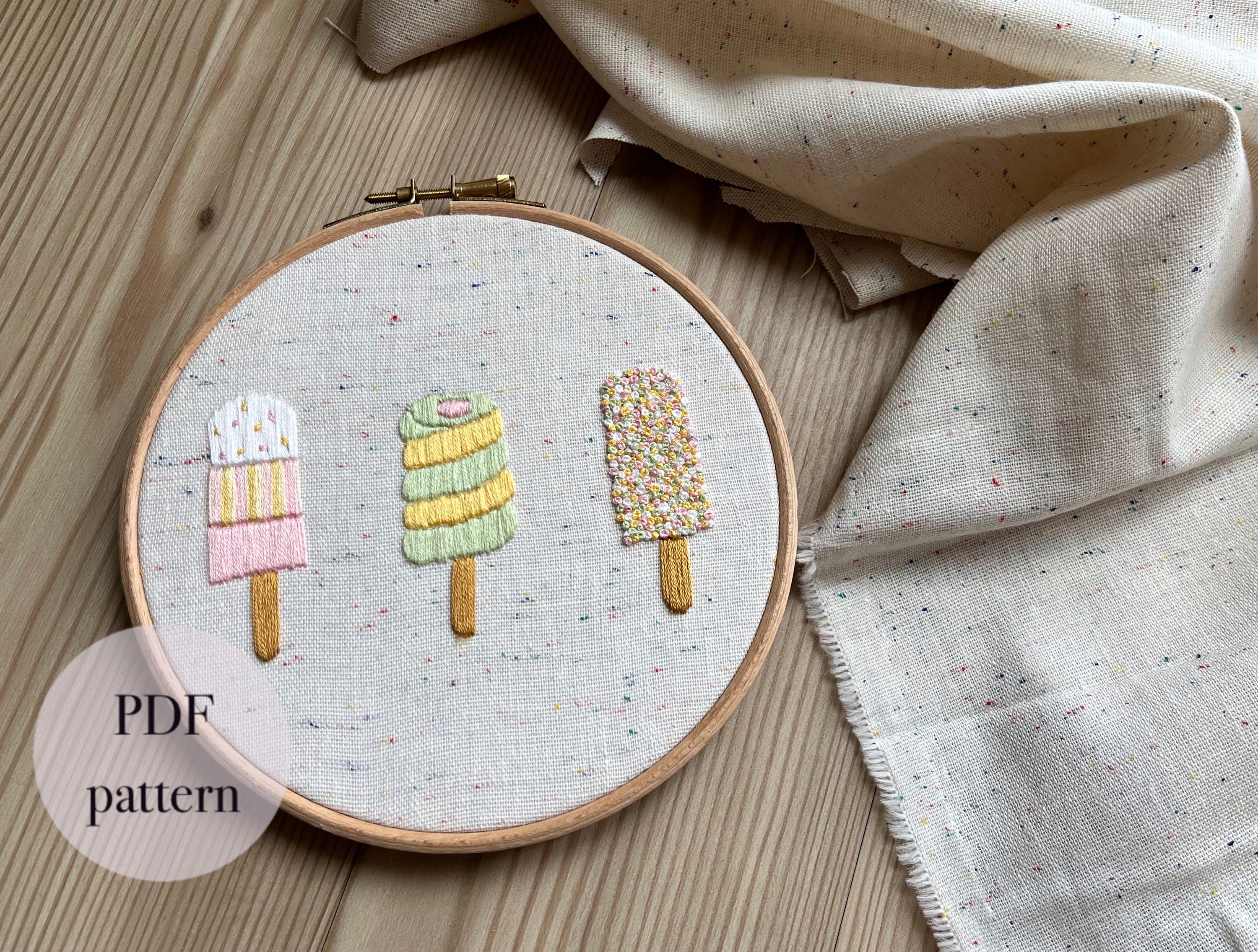 Ice Lolly Embroidery Pattern Summer Ice Cream Embroidery PDF - Etsy