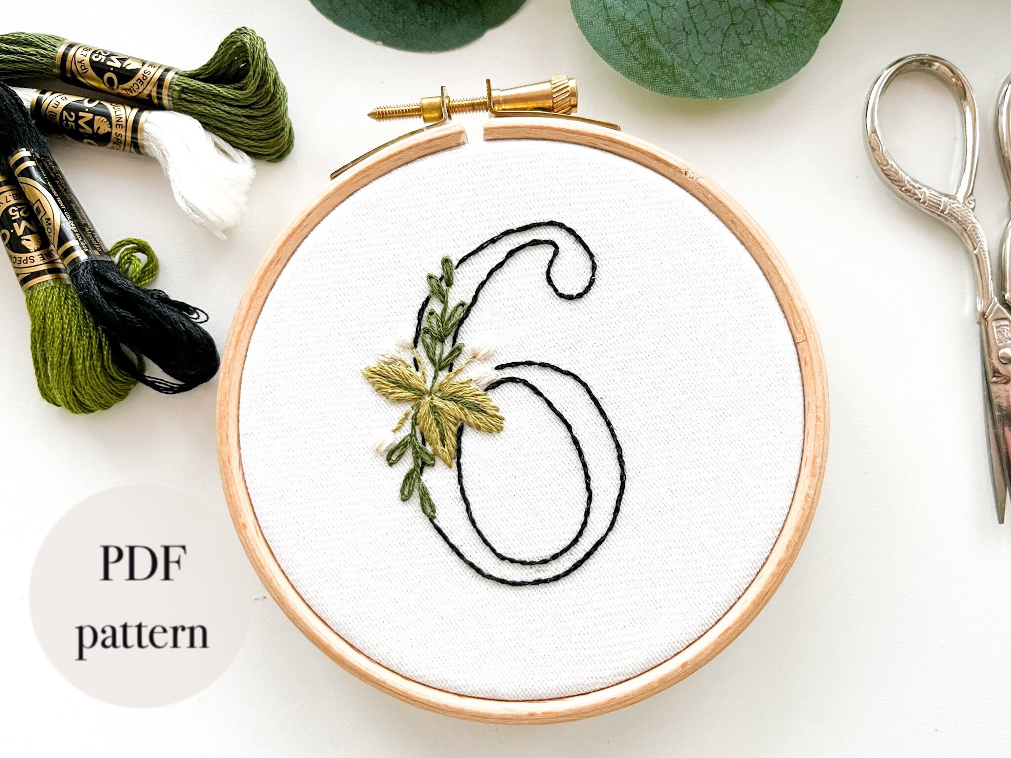 Numbers Embroidery Pattern DIY Hand Embroidery Gift, Botanical ...