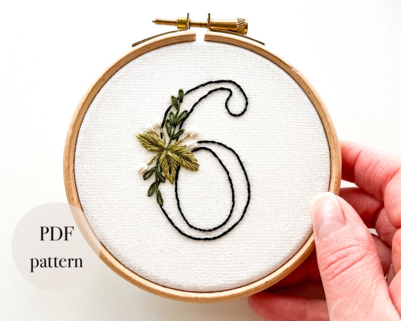 Numbers Embroidery Pattern DIY Hand Embroidery Gift, Botanical ...