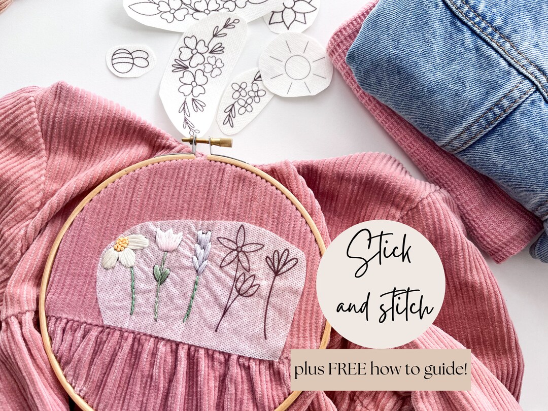 Stick N Stitch Embroidery Patches for Clothes - Water Soluble ...