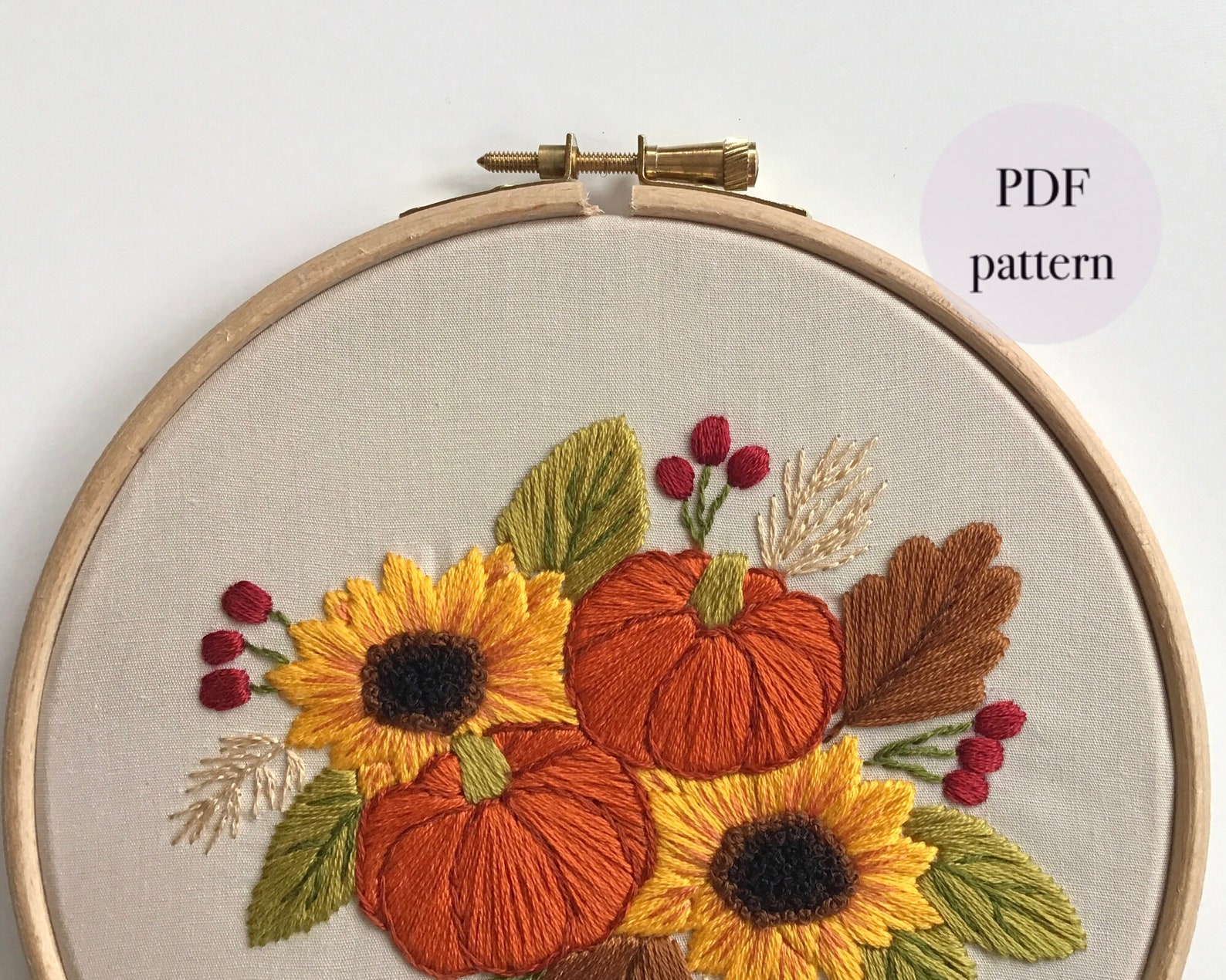 Fall Pumpkin Needlecraft Pattern, Thanksgiving Embroidery Pattern ...