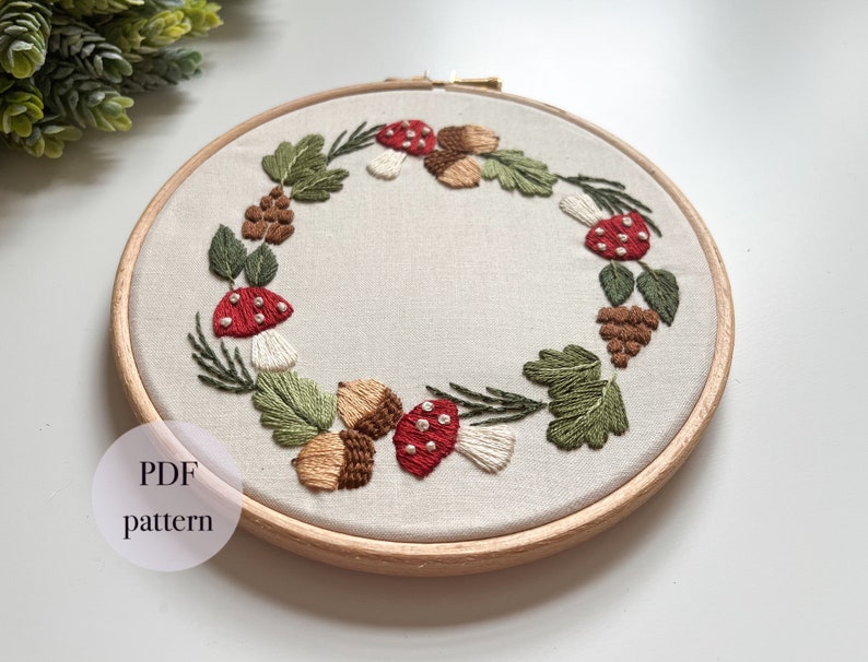 Freestyle Woodland Embroidery Pattern// 6-inch Hoop Template - Etsy