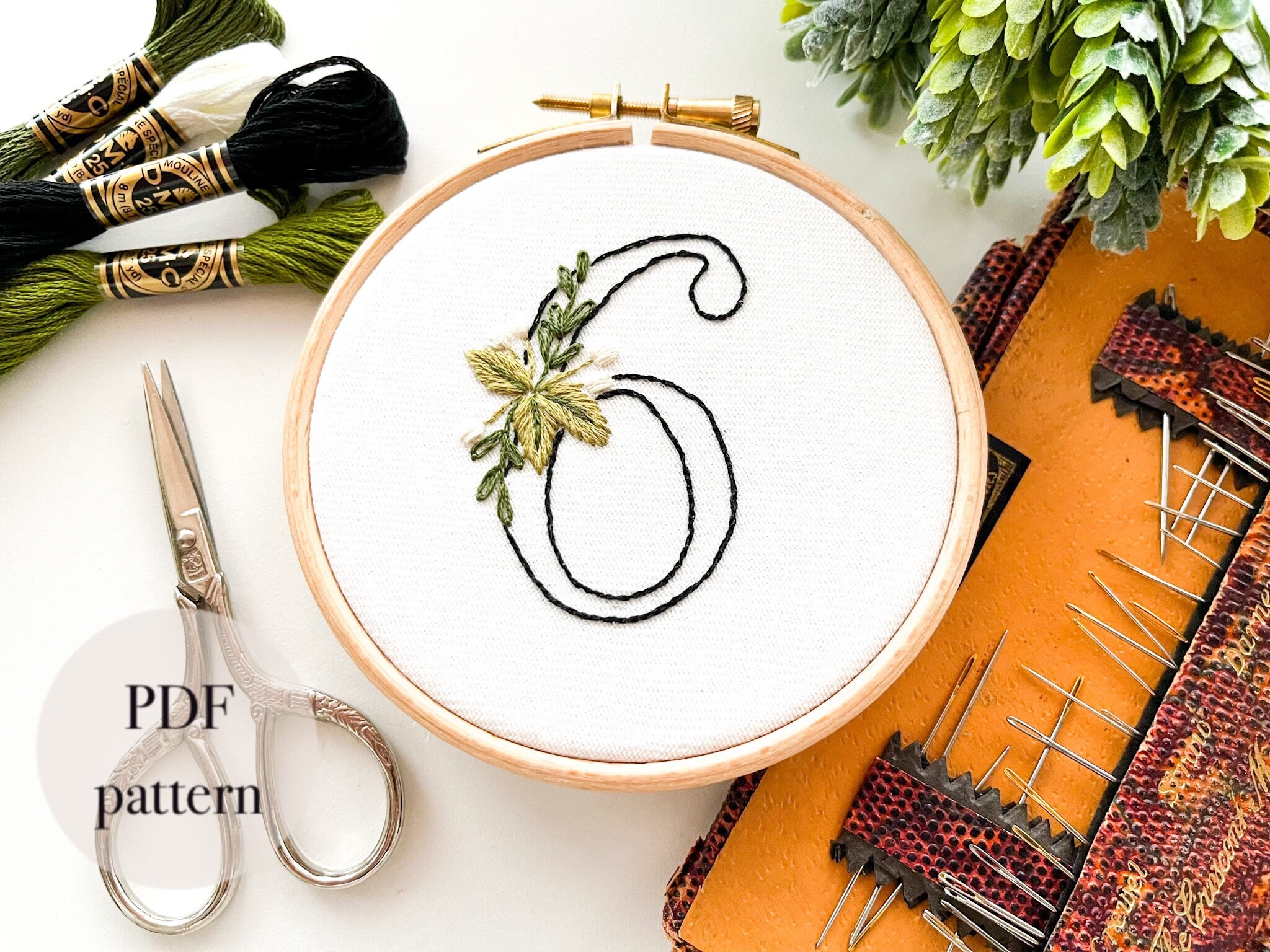 Numbers Embroidery Pattern DIY Hand Embroidery Gift, Botanical ...