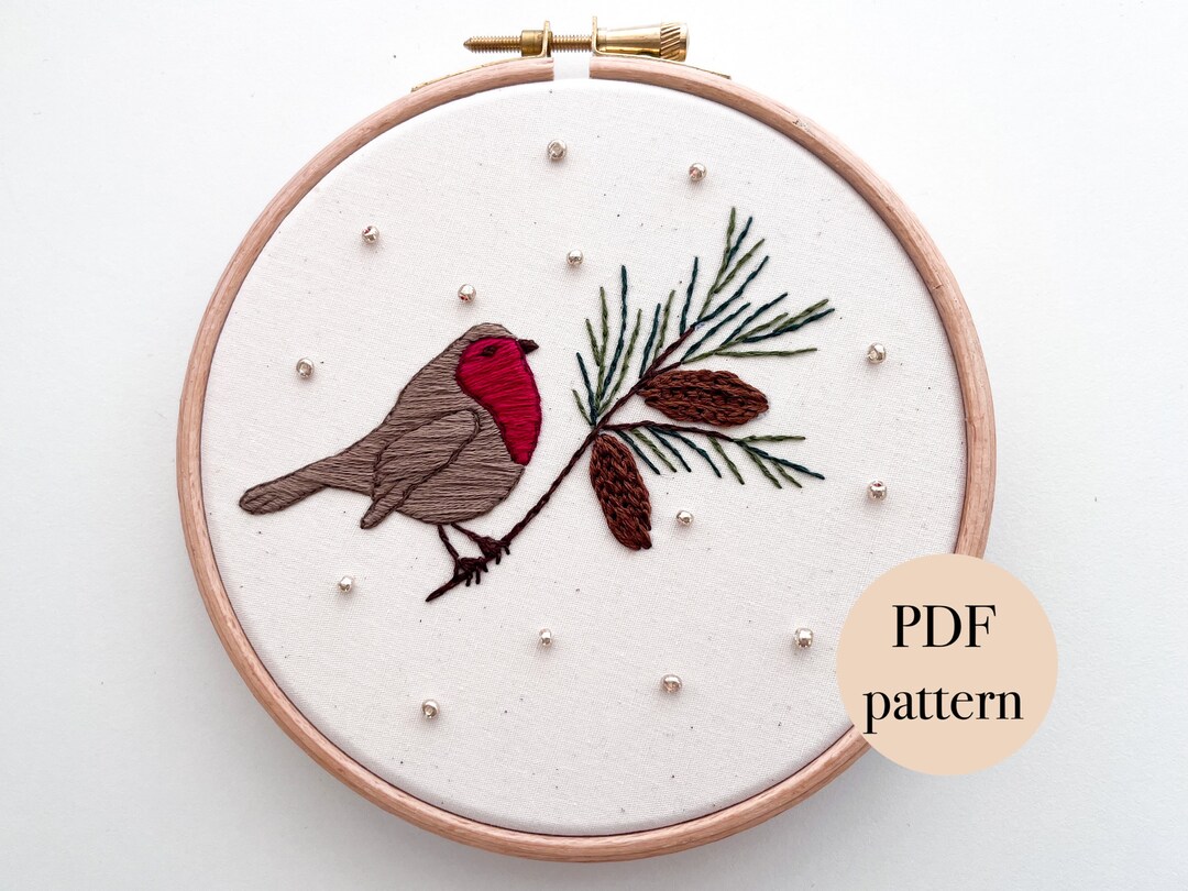 Christmas Robin Hand Embroidery Pattern DIY Christmas Gift - Etsy