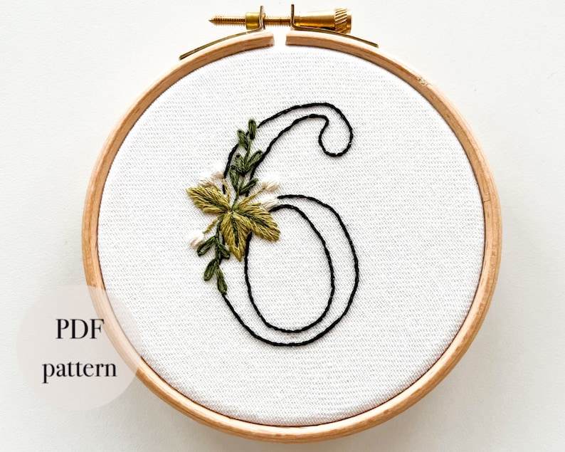 Numbers Embroidery Pattern DIY Hand Embroidery Gift, Botanical ...