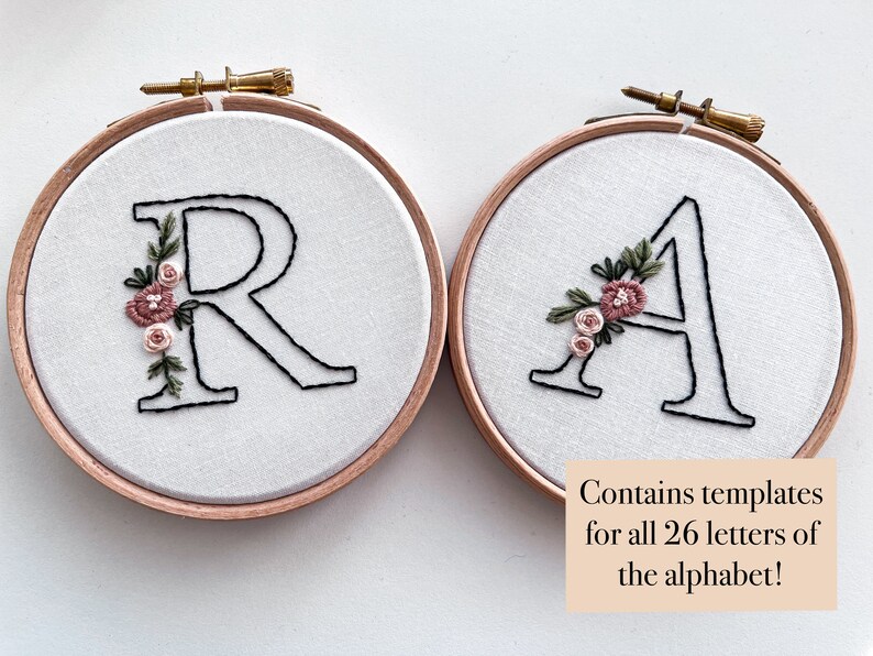 Floral Letter Hand Embroidery Pattern Initial Embroidery Design ...