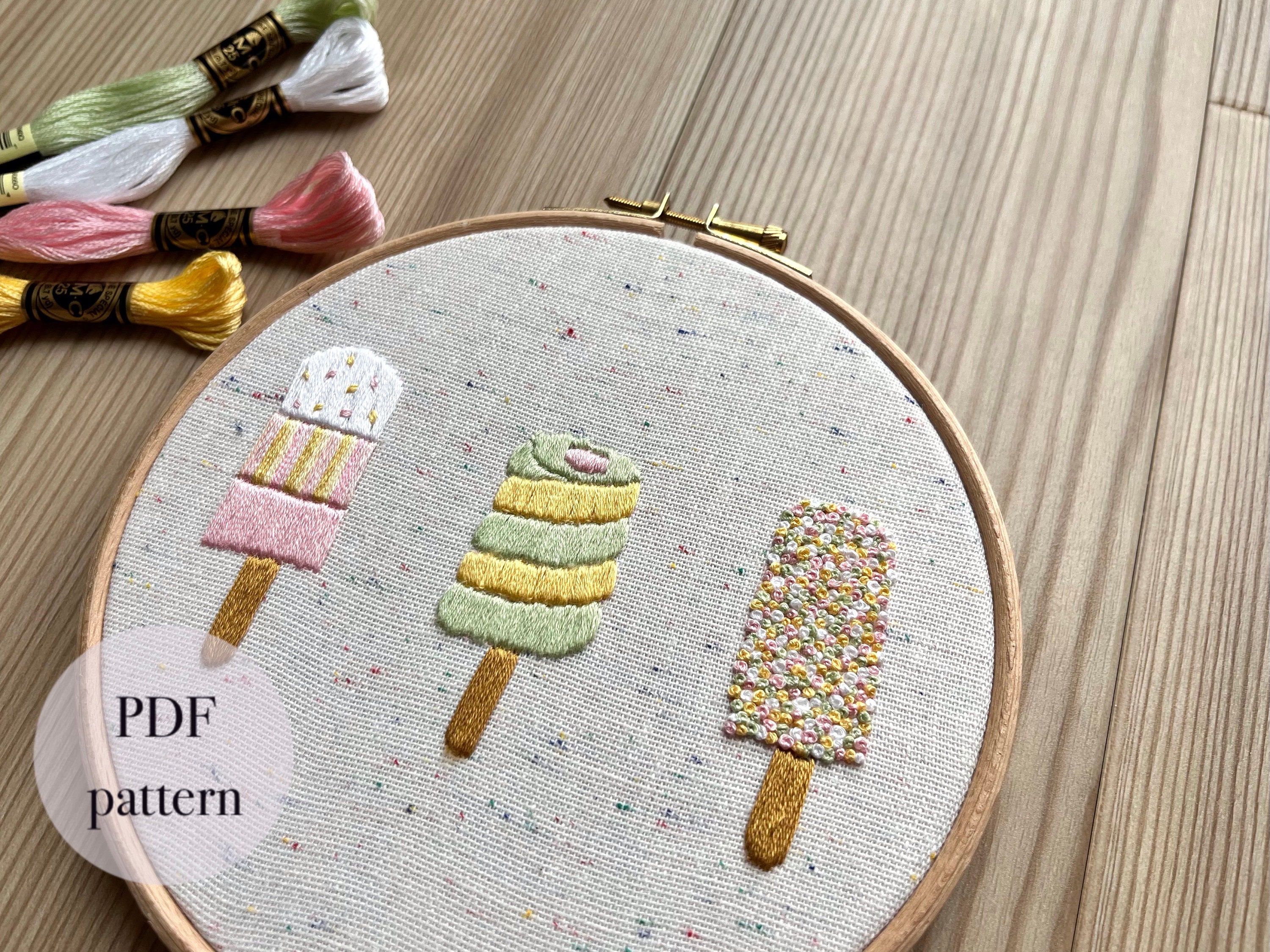 Ice Lolly Embroidery Pattern Summer Ice Cream Embroidery PDF - Etsy