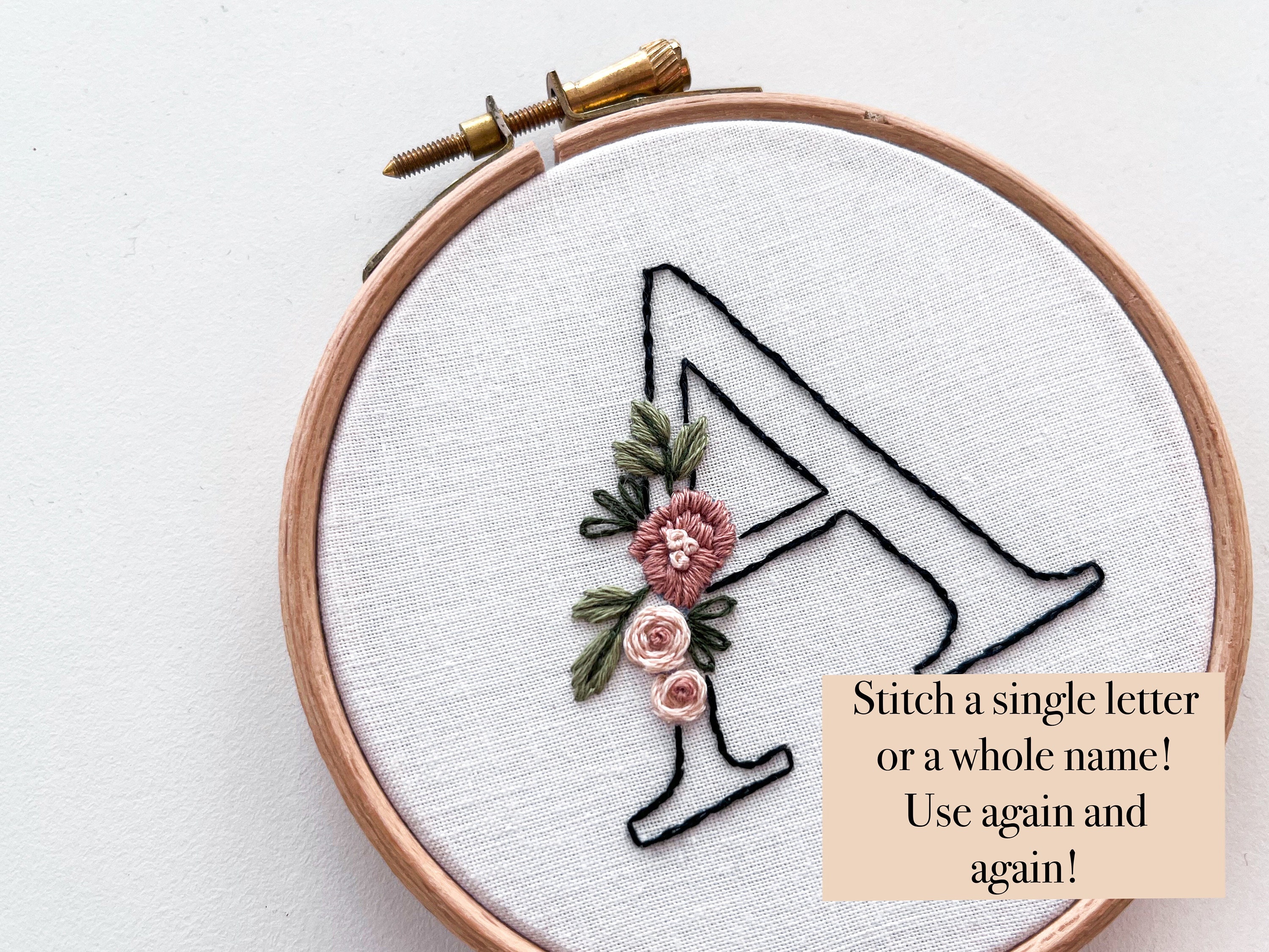 Floral Letter Hand Embroidery Pattern Initial Embroidery Design ...