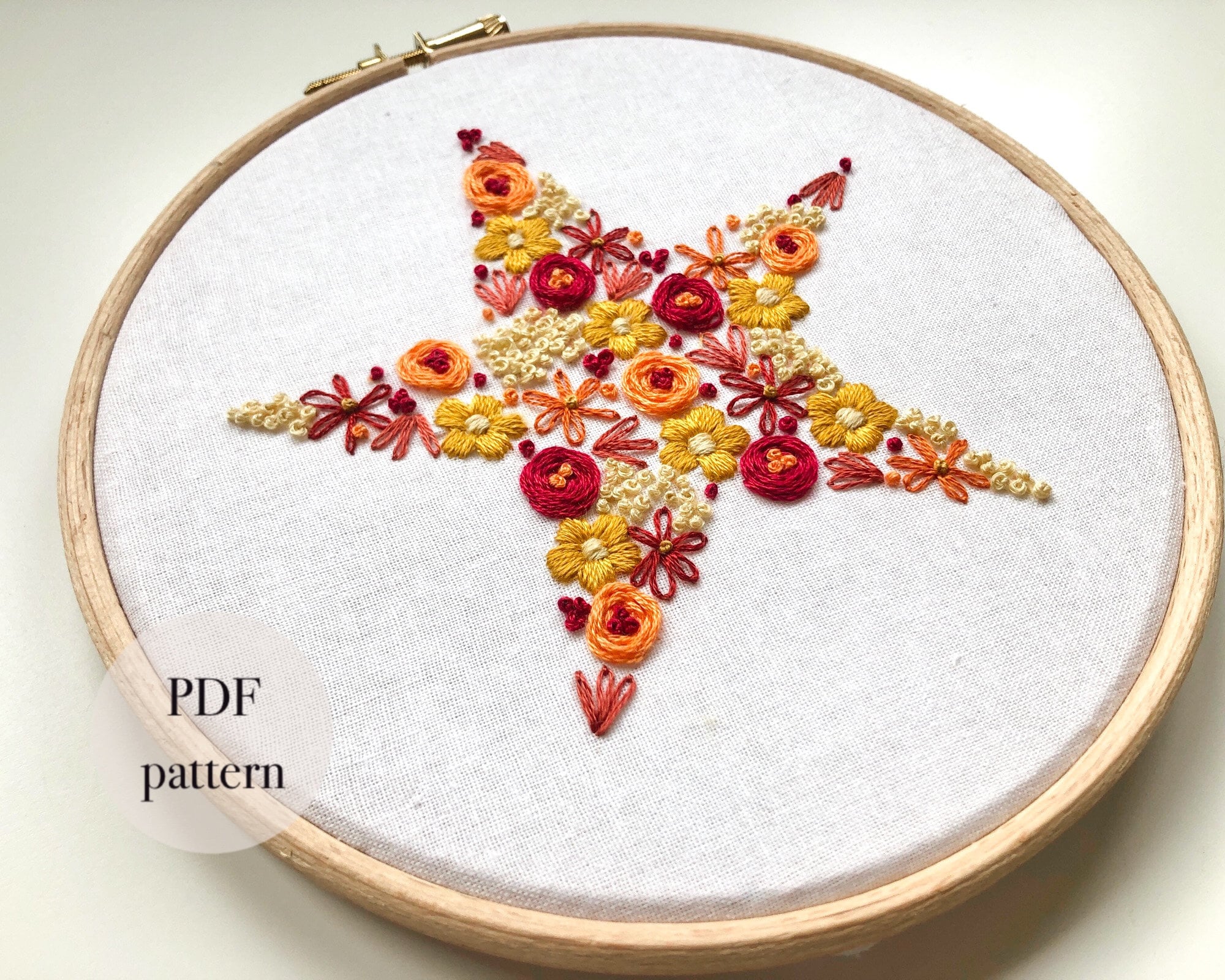Star Needlepoint Pattern Modern Star Embroidery Mini Flowers - Etsy