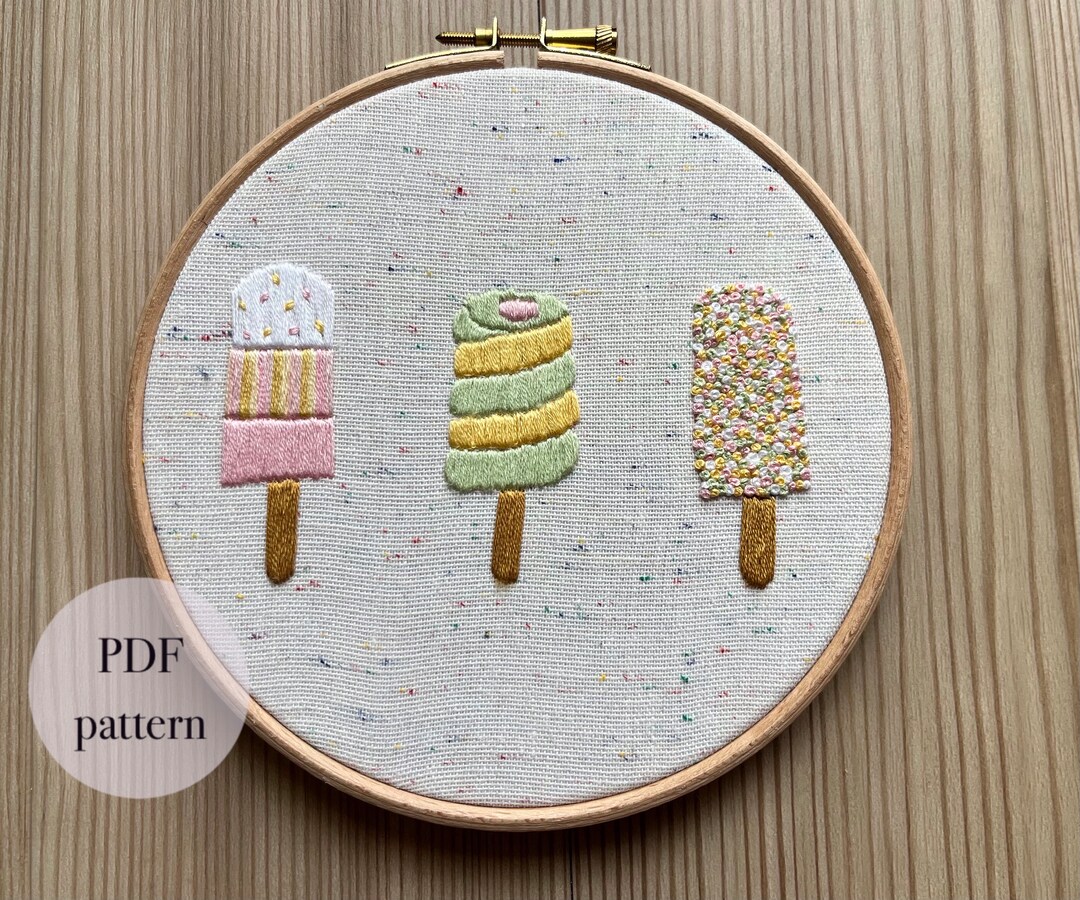 Ice Lolly Embroidery Pattern Summer Ice Cream Embroidery PDF Pattern ...