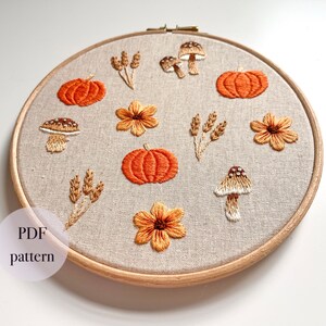 Fall Embroidery Pattern Pdf Digital Pattern, Autumn Pumpkin Needlepoint ...