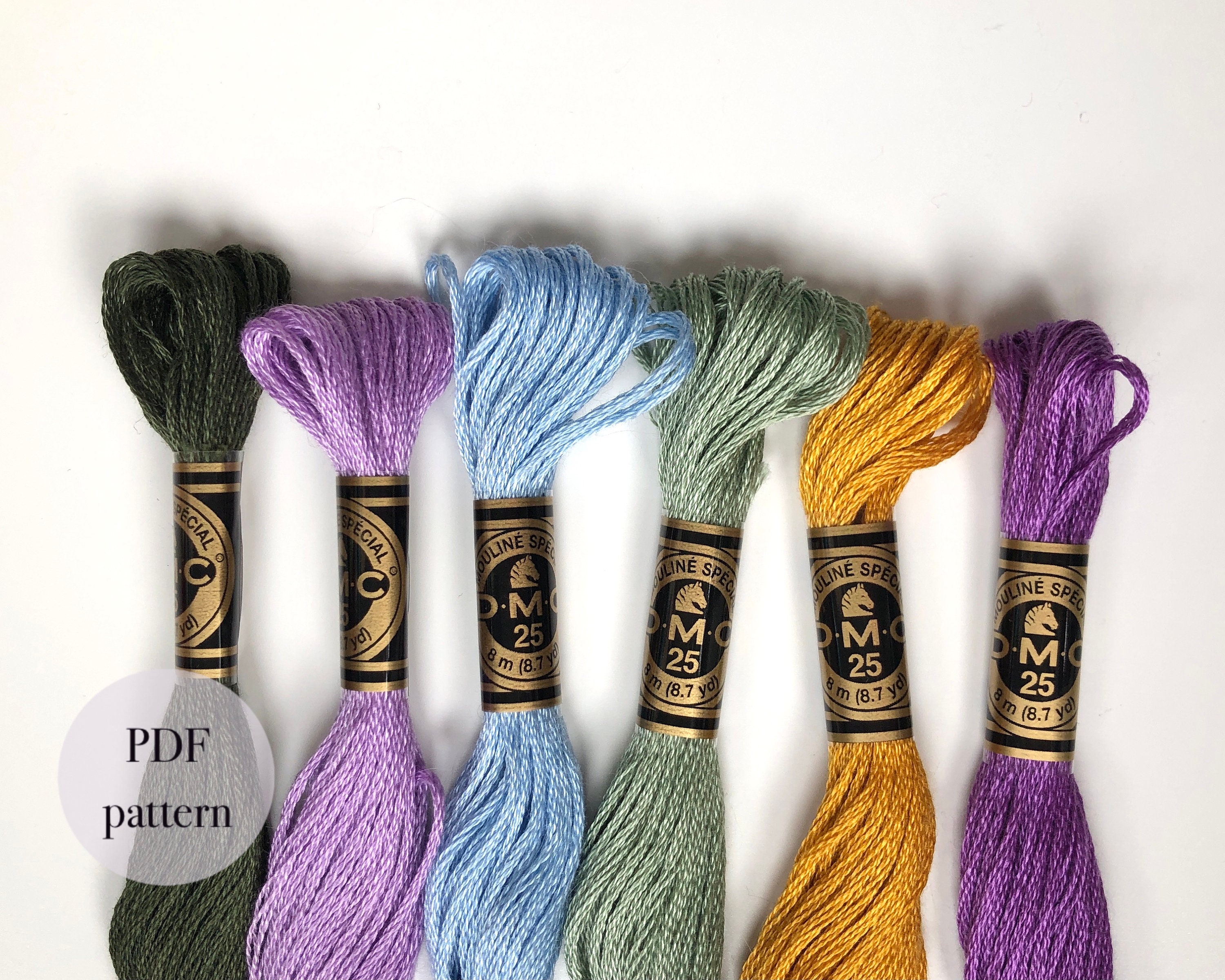 White Anemone Flower Hand Embroidery Pattern, Purple Floral and Wild ...