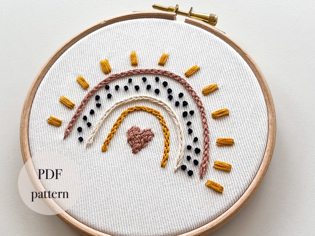 Boho Rainbow PDF Embroidery Pattern - Handmade Nursery Wall Decoration ...