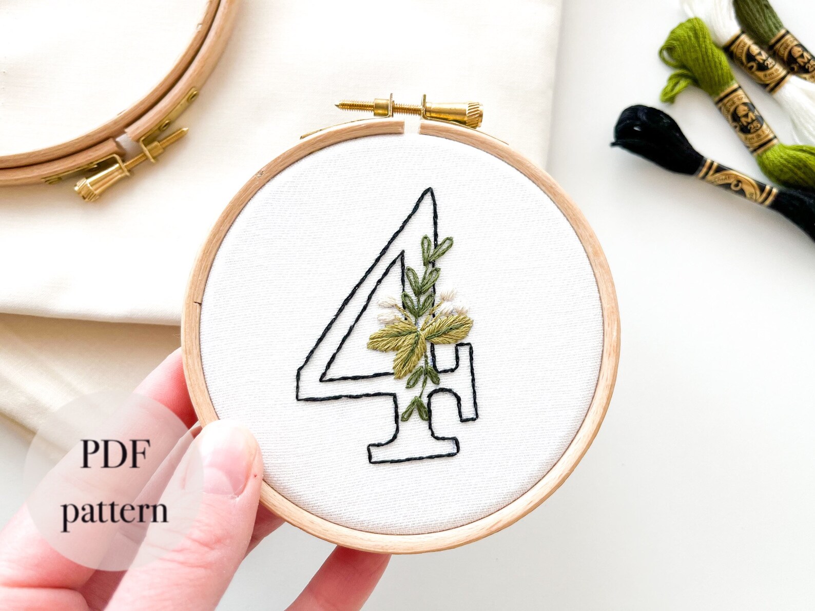 Numbers Embroidery Pattern DIY Hand Embroidery Gift, Botanical ...