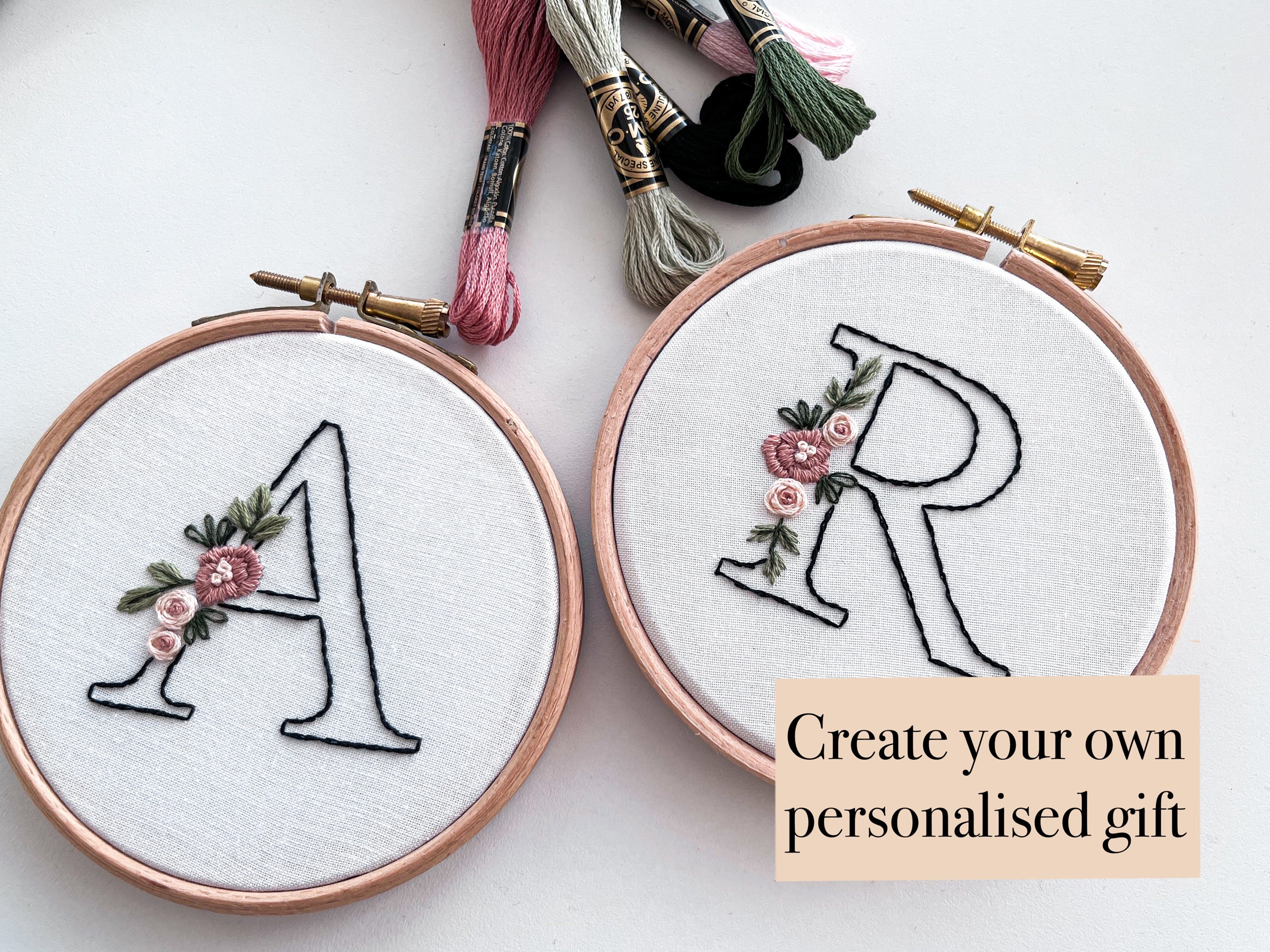 Floral Letter Hand Embroidery Pattern Initial Embroidery Design ...