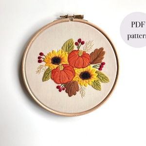 Fall Pumpkin Needlecraft Pattern, Thanksgiving Embroidery Pattern ...