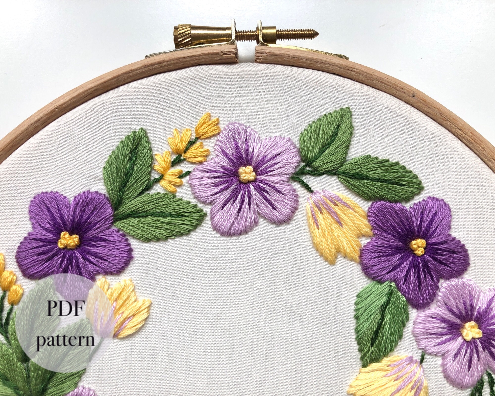Purple Flowers Embroidery Pattern // Hand Embroidery Pdf Design, Spring ...