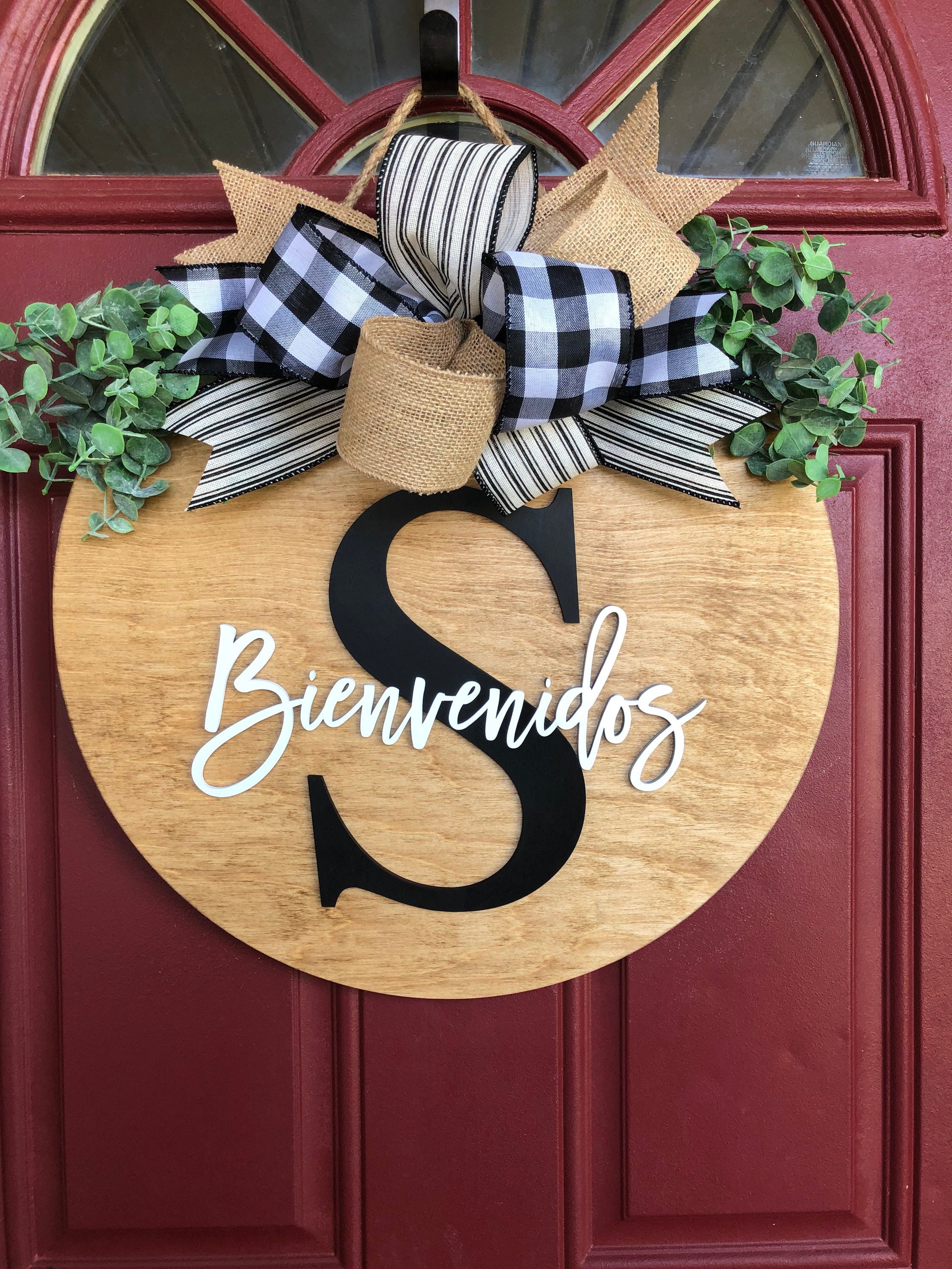 Bienvenidos Spanish Door Signwelcome Door Sign Last - Etsy