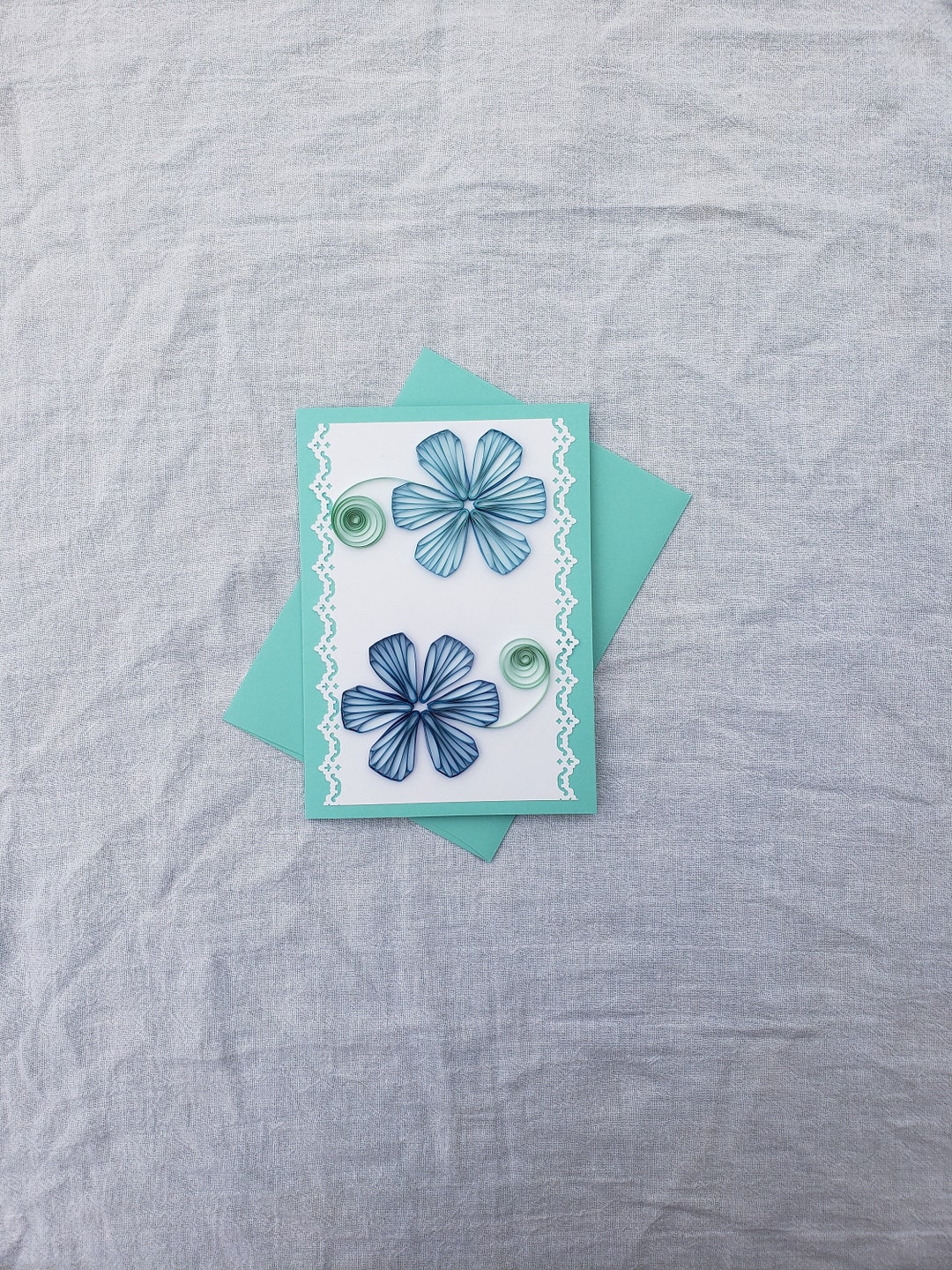 Light Blue Quilled Flower Card - Etsy