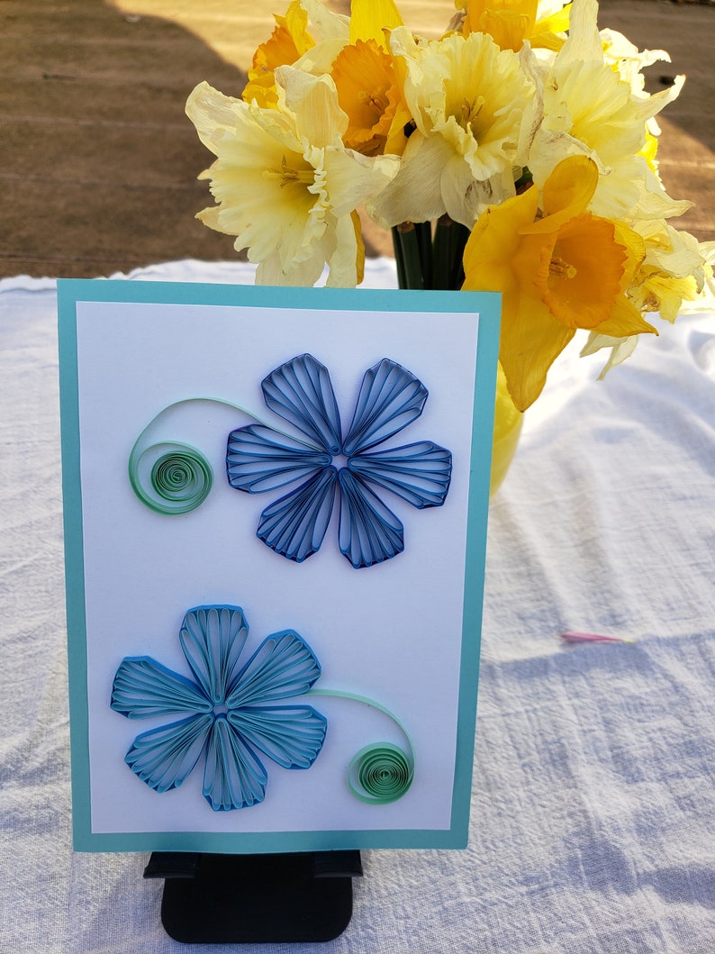 Light Blue Quilled Flower Card | Etsy