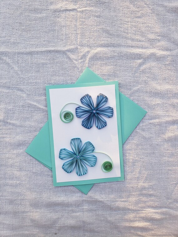 Light Blue Quilled Flower Card | Etsy
