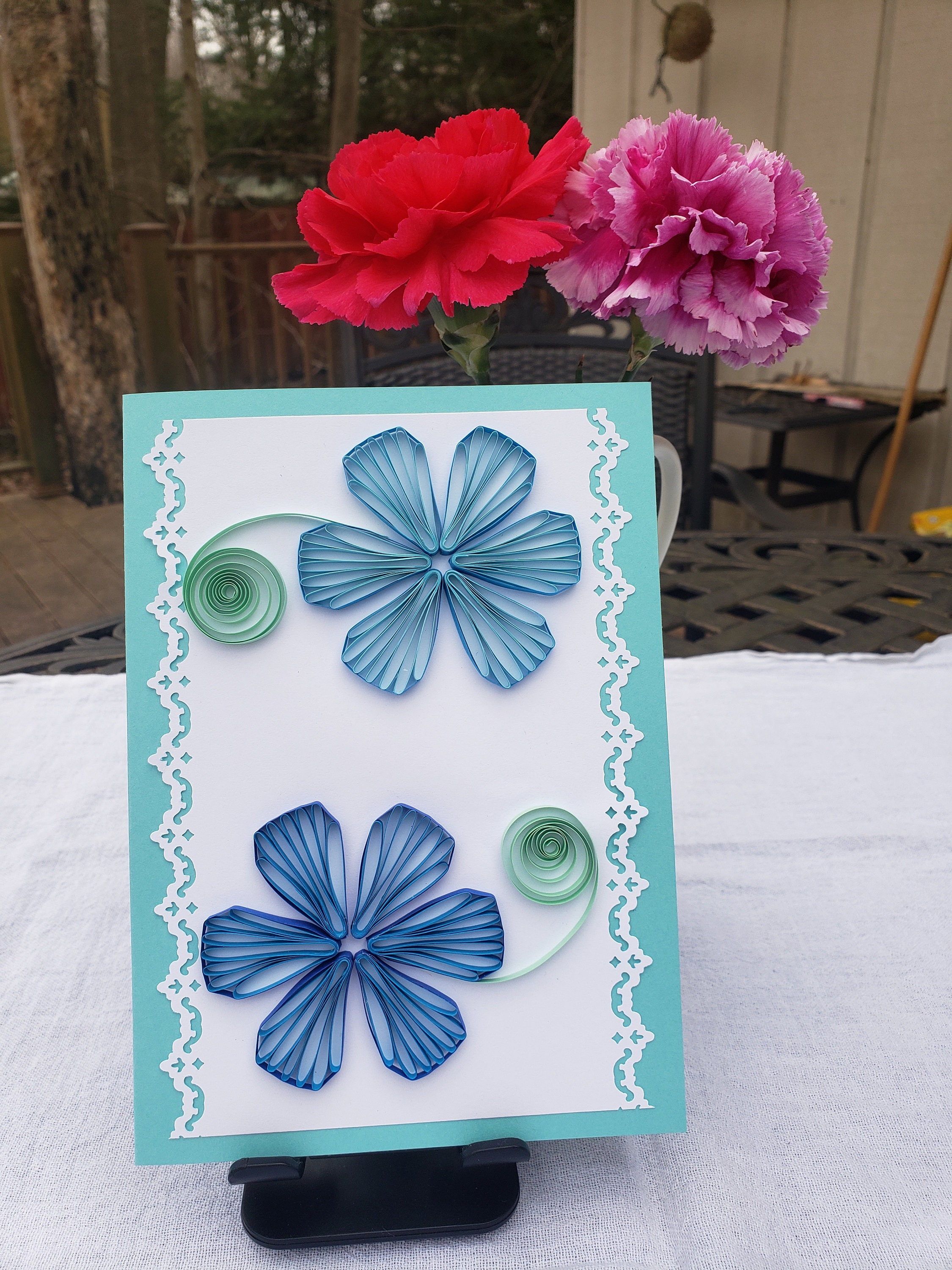 Light Blue Quilled Flower Card - Etsy