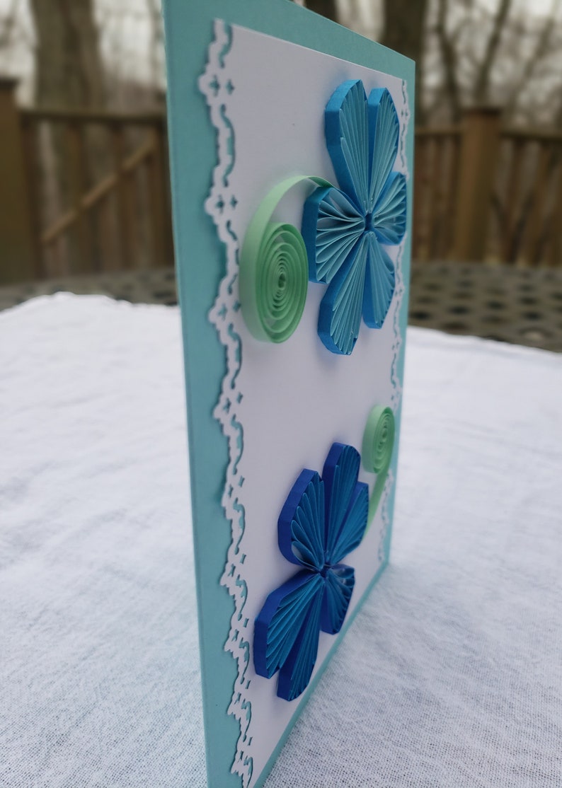 Light Blue Quilled Flower Card - Etsy