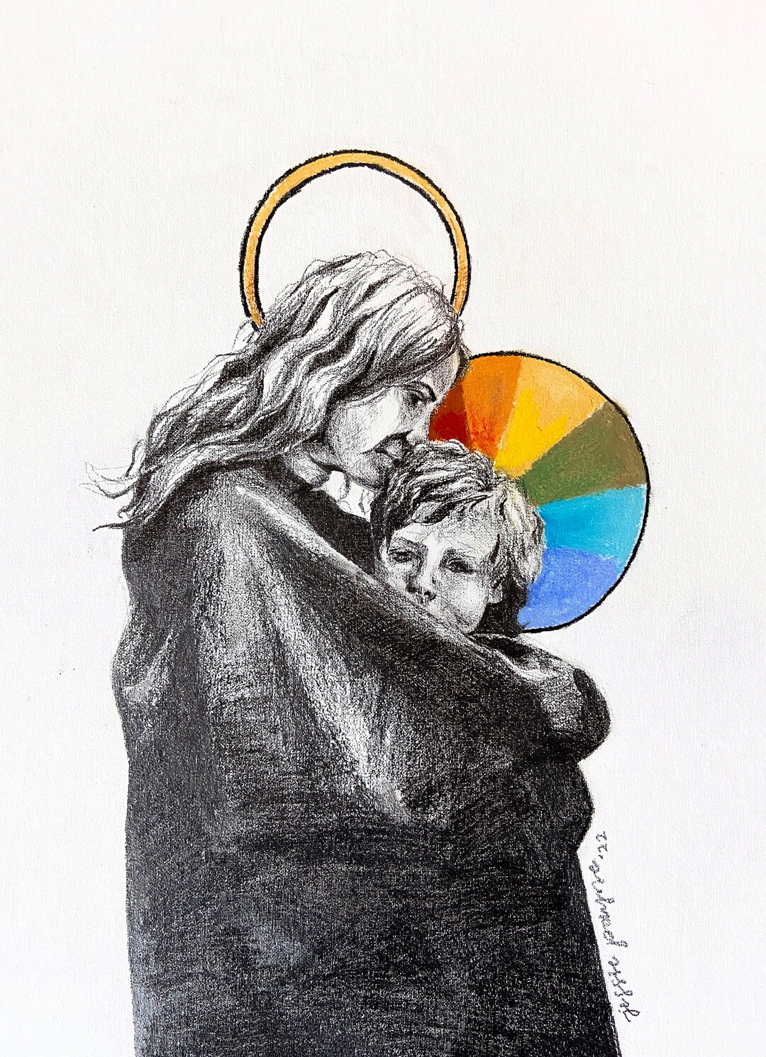 LGBTQ+ Christian Art Print – Mother Embracing Queer Child- Title: 'as ...