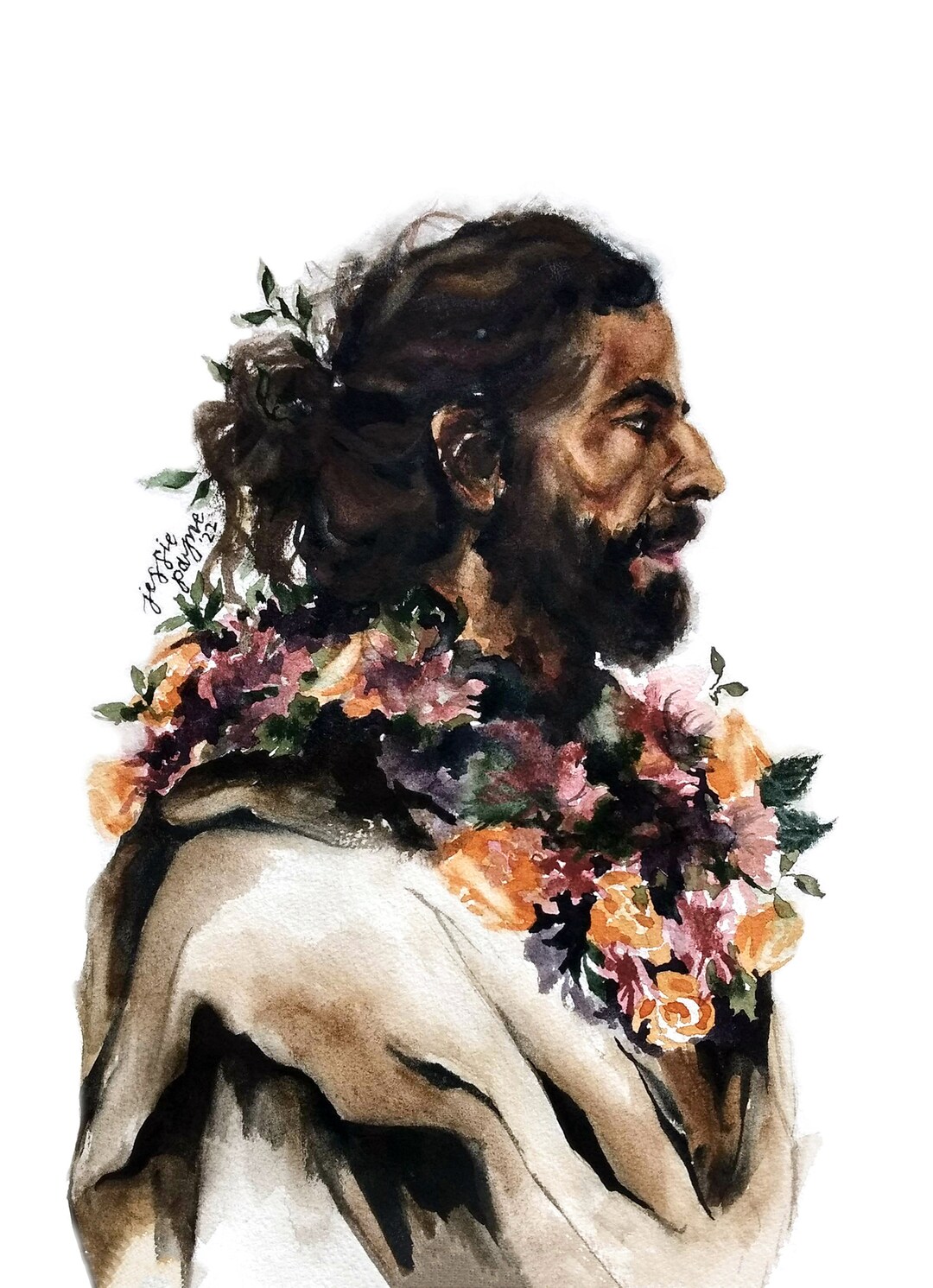Wildflower- Painting of Jesus- Christian Art- Portrait of Christ ...