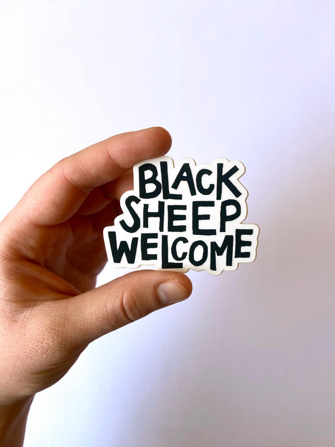 Black Sheep Welcome Sticker- Black and White Linocut Sticker ...
