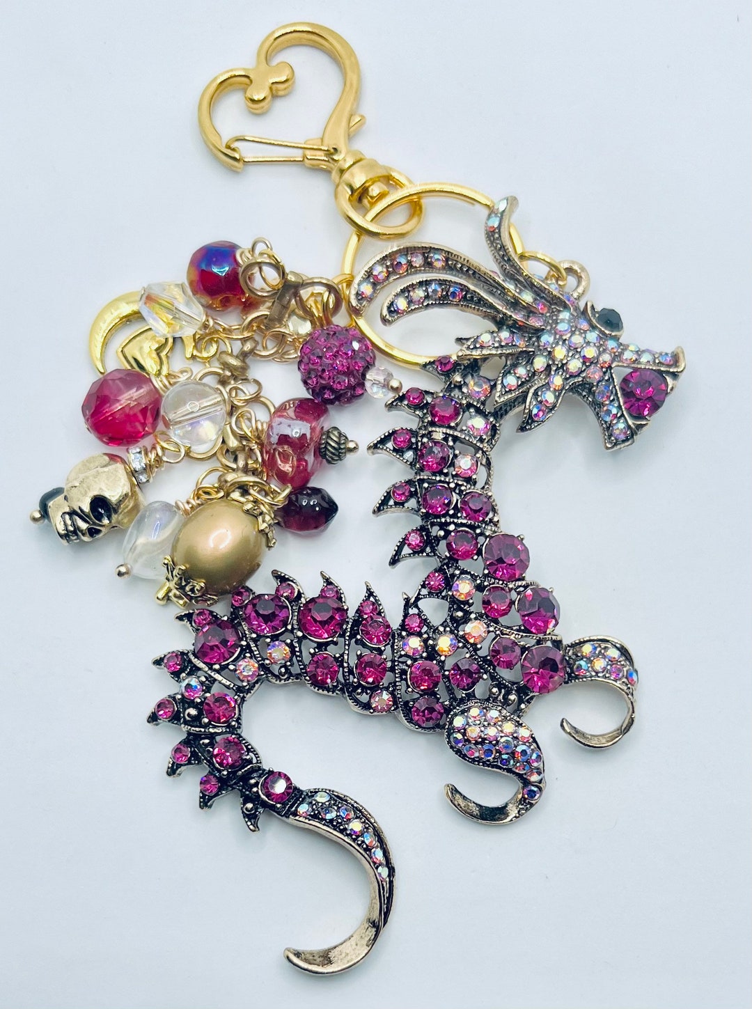 Pink Crystal Dragon Keychain - Etsy