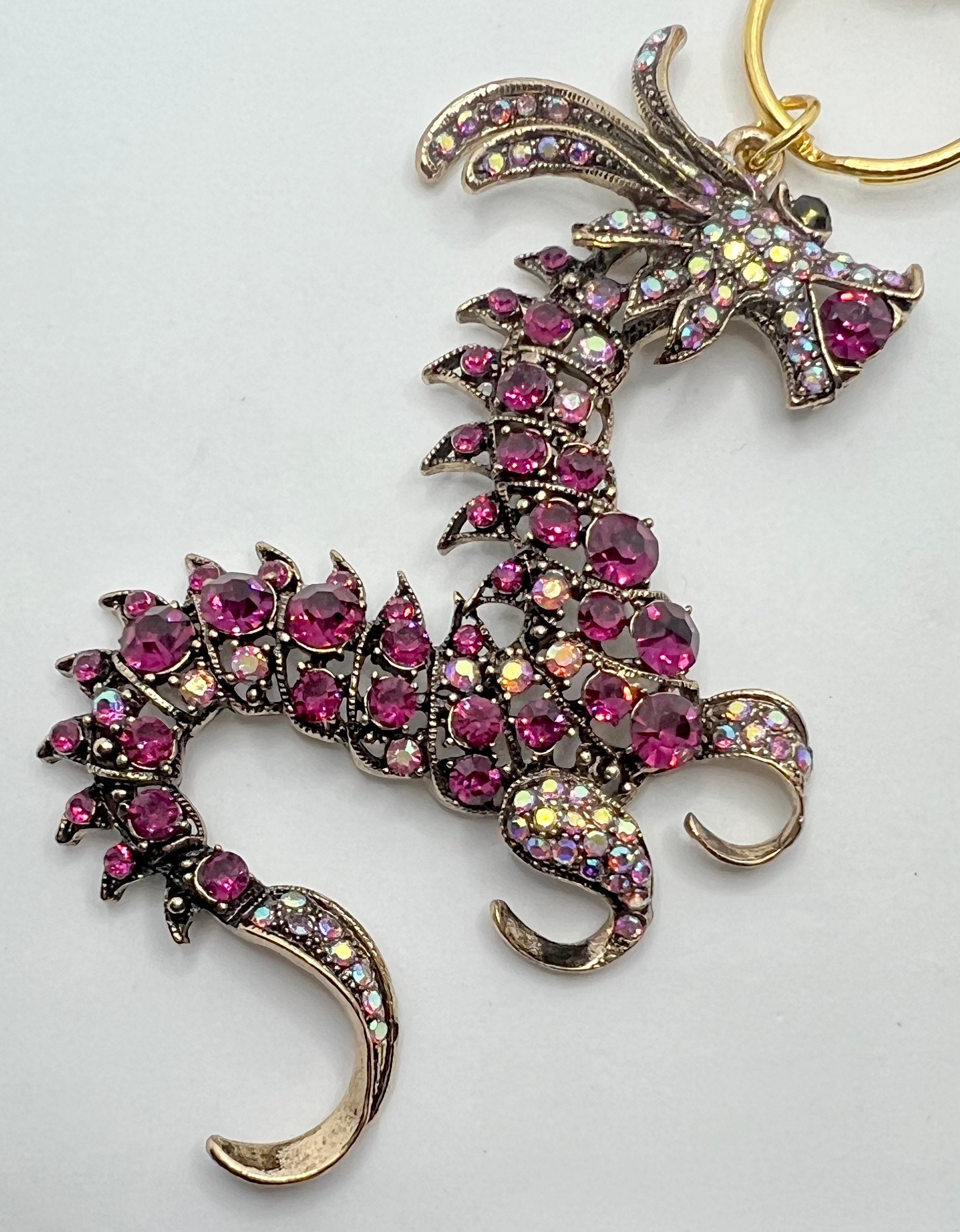 Pink Crystal Dragon Keychain - Etsy