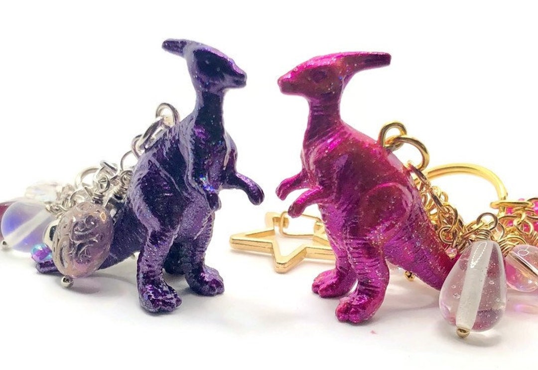 Pink or Purple Shimmery Parasaurolophus Dinosaur Keychain - Etsy
